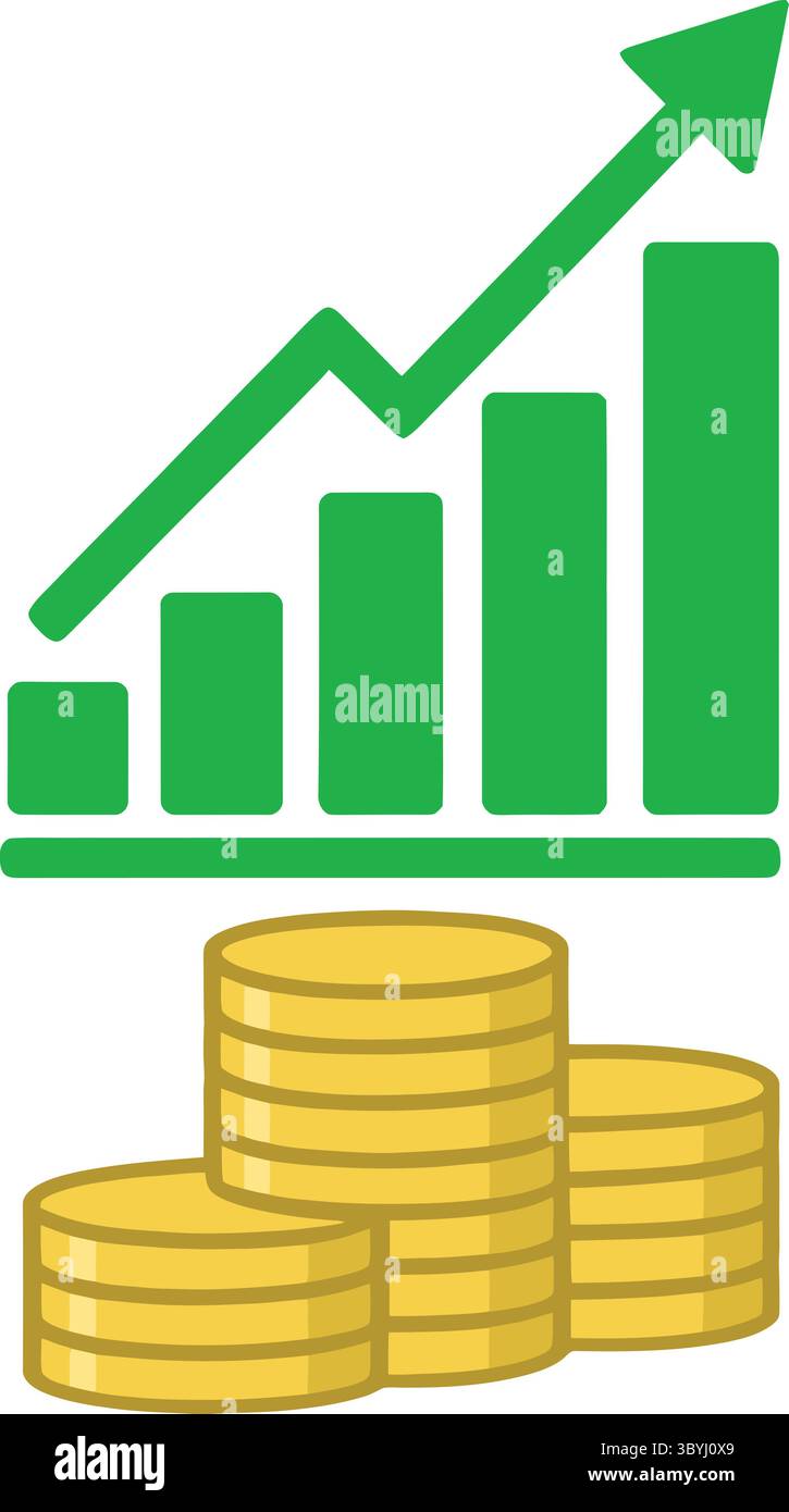 Business Profit Growth Illustration - Green Bar Chart with Arrow and ...