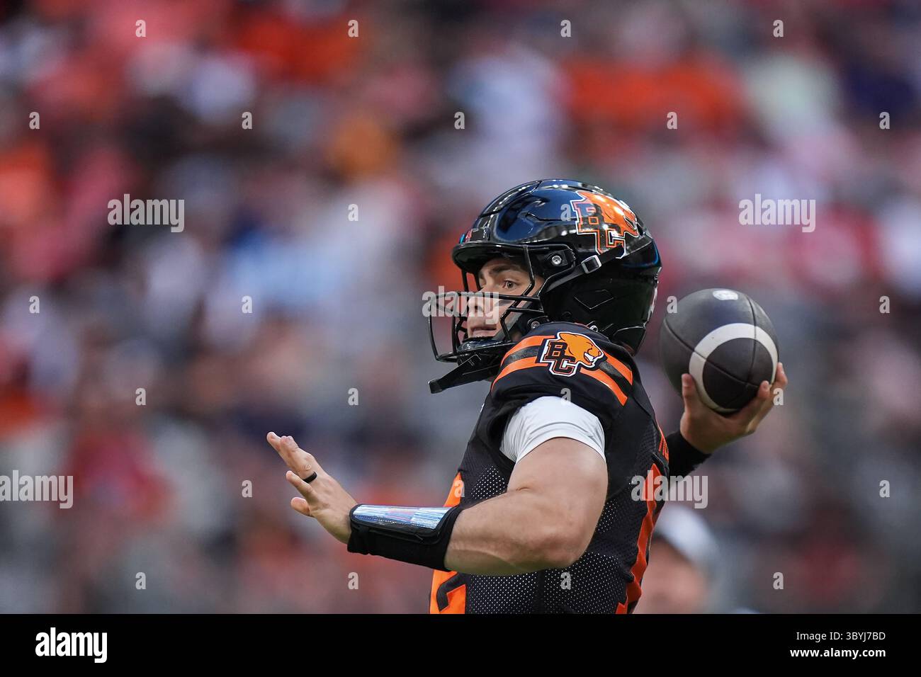 B.C. Lions quarterback Nathan Rourke passes during the second half of a ...