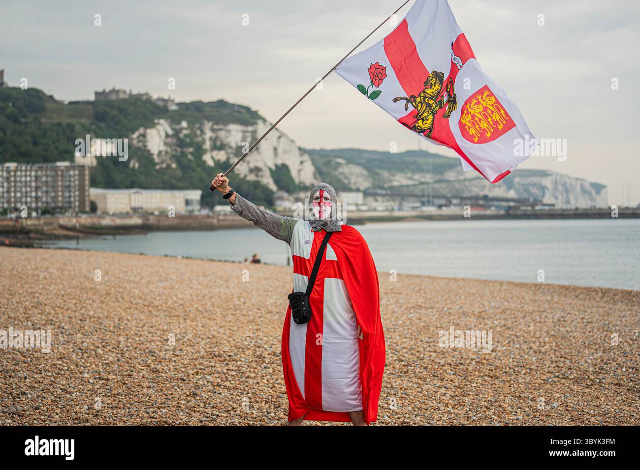 Dover, UK. 19th July, 2025. An English 'Patriot' dressed as a Crusader ...