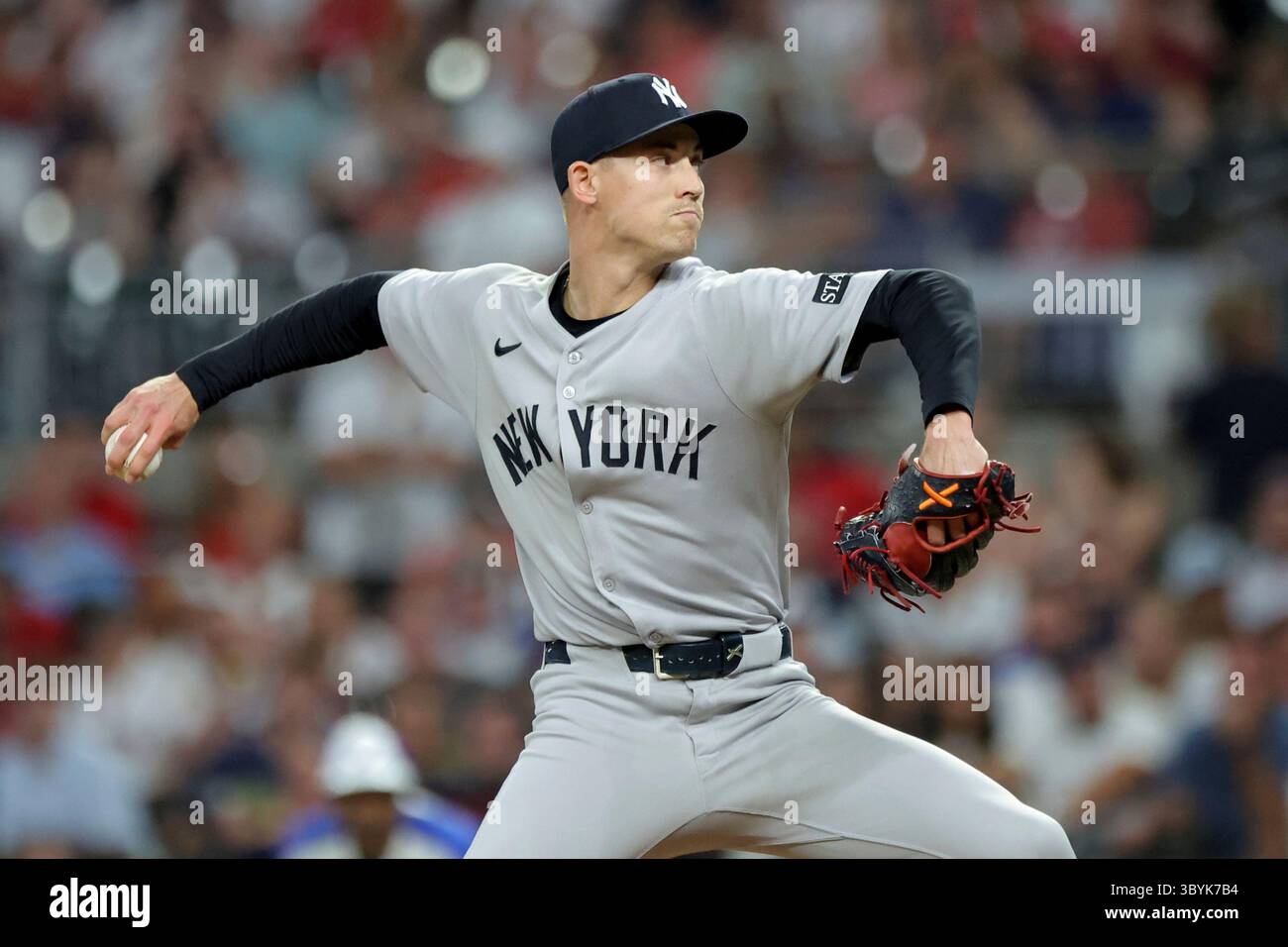 ATLANTA, GA - JULY 19: New York Yankees relief pitcher Luke Weaver #30 ...