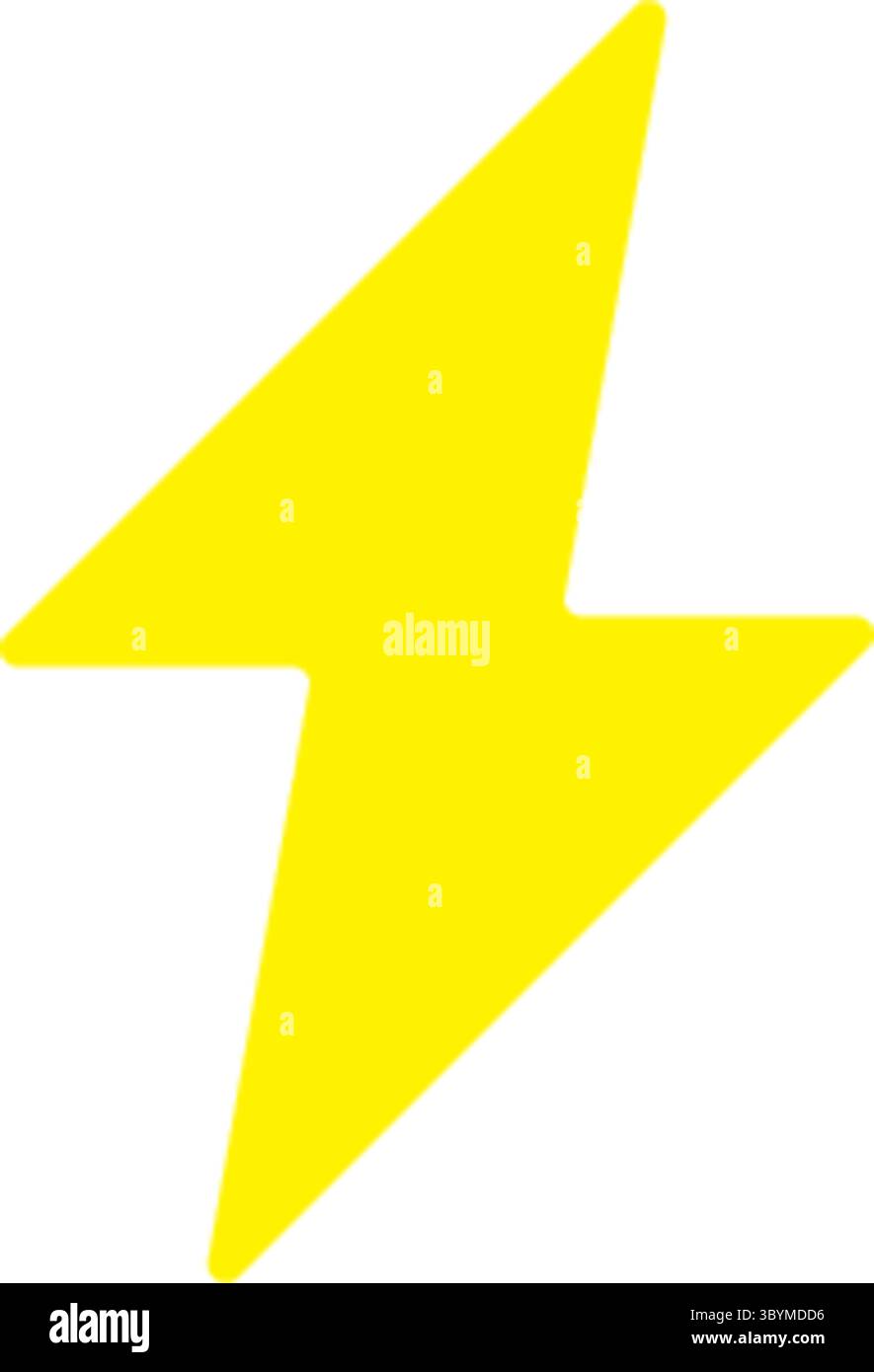 A simple, bold, bright yellow lightning bolt symbol is depicted against ...