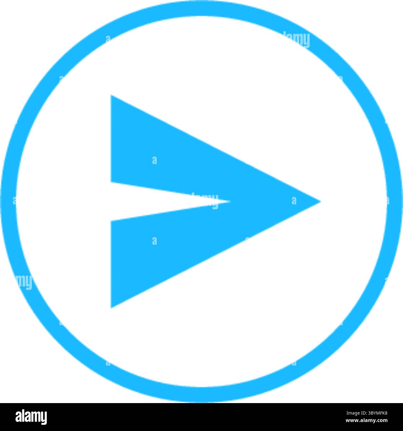 A simple, modern icon featuring a bright blue play button within a ...