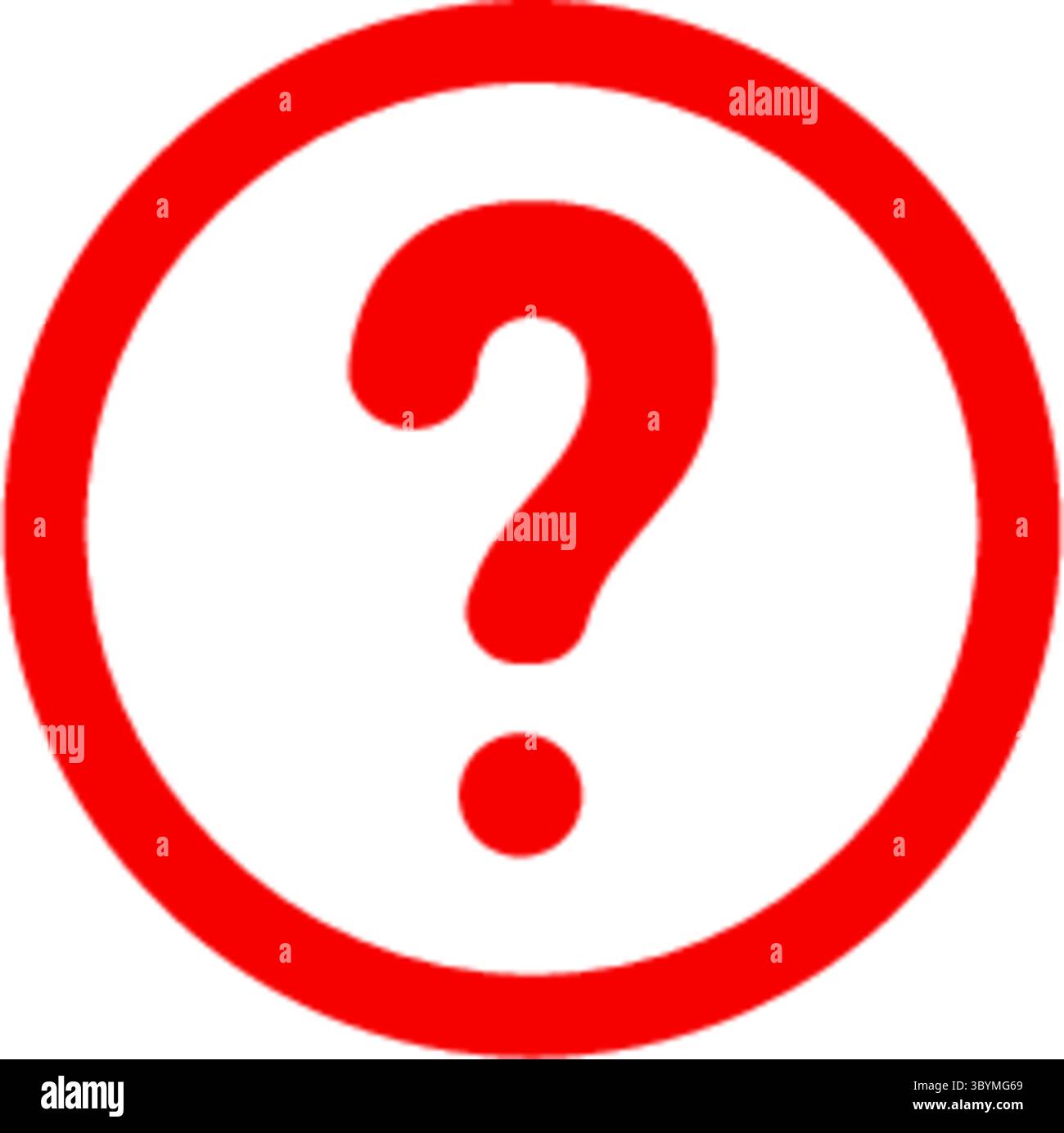 A simple, bold red question mark enclosed within a red circle on a ...