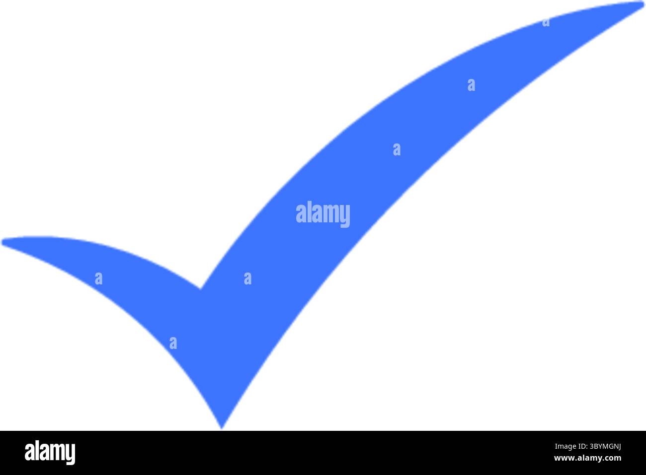 A simple, bold, vibrant blue check mark symbol is prominently displayed ...