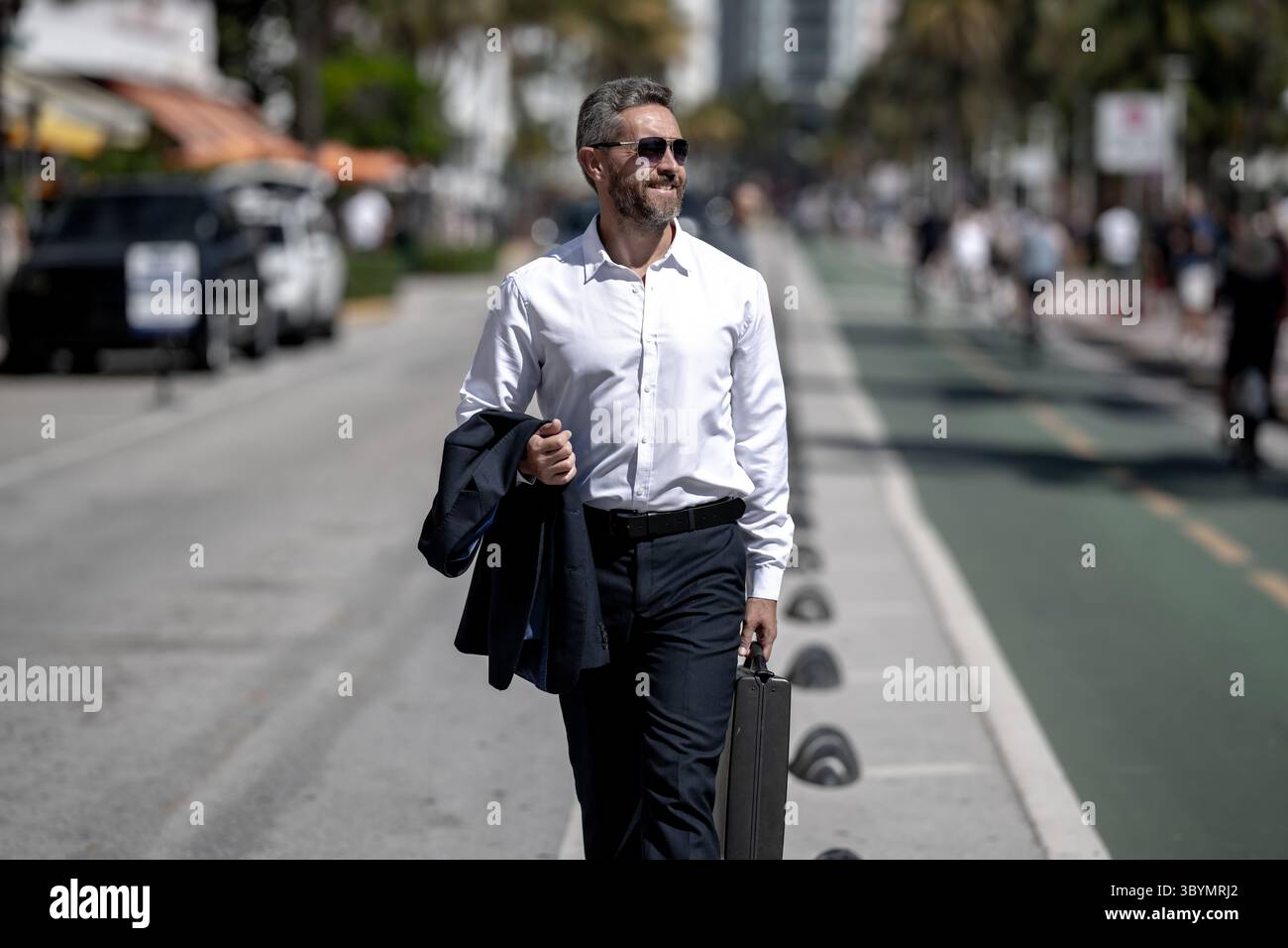 Business man walk to work. Hispanic business man walking on the street ...