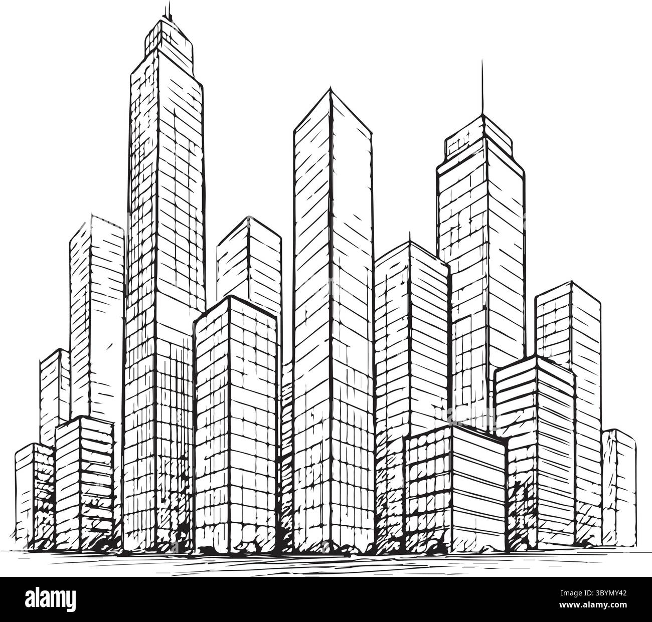 Big city skyscraper sketch hi-res stock photography and images - Alamy