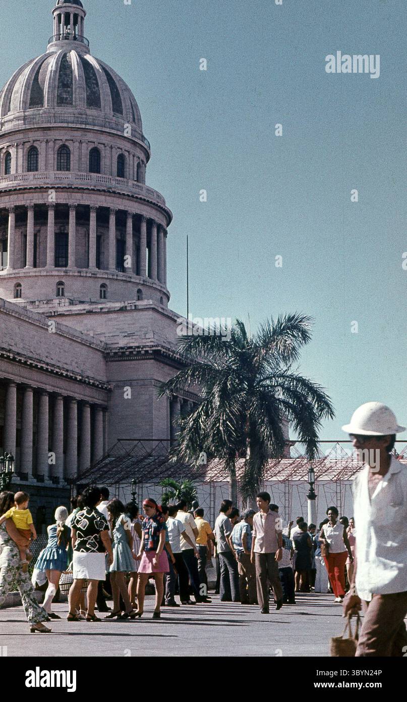 Havana, Cuba - circa 1976: human queue at El Capitolio, where is ...