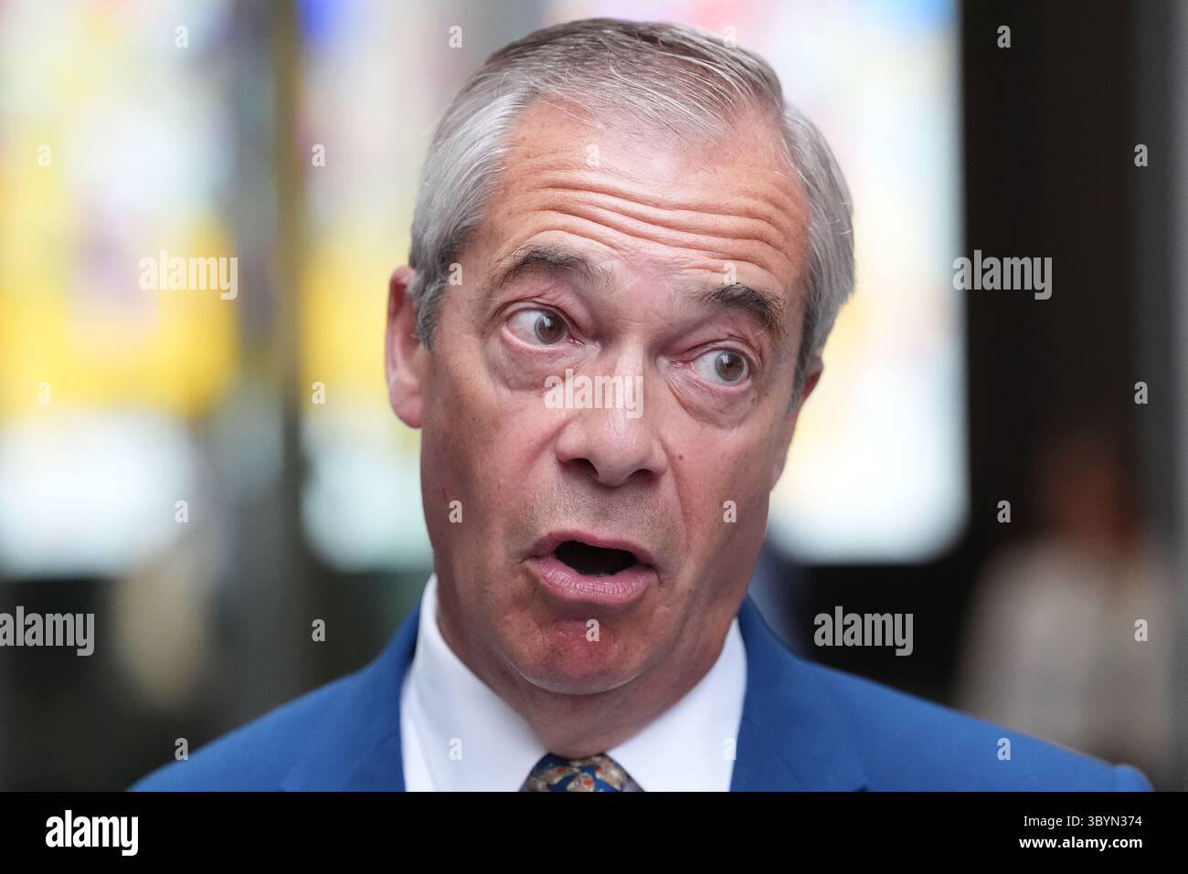 Reform UK leader Nigel Farage arrives at BBC Broadcasting House in ...