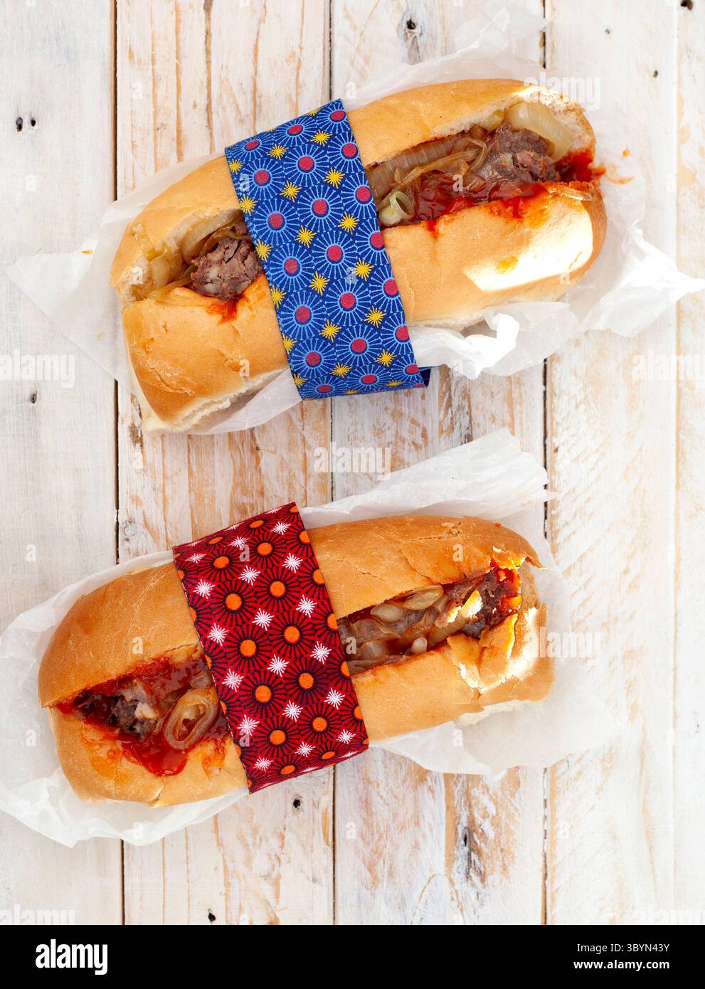 flat lay image of traditional South African Boerewors rolls Stock Photo ...