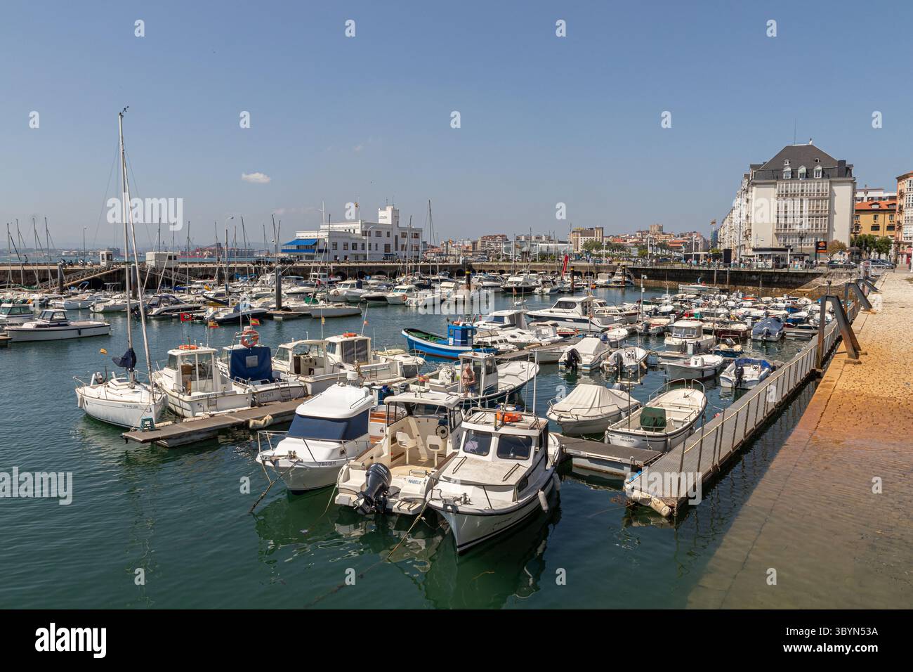 Santander, Spain. Views of the Puertochico marina and the Castelar ...