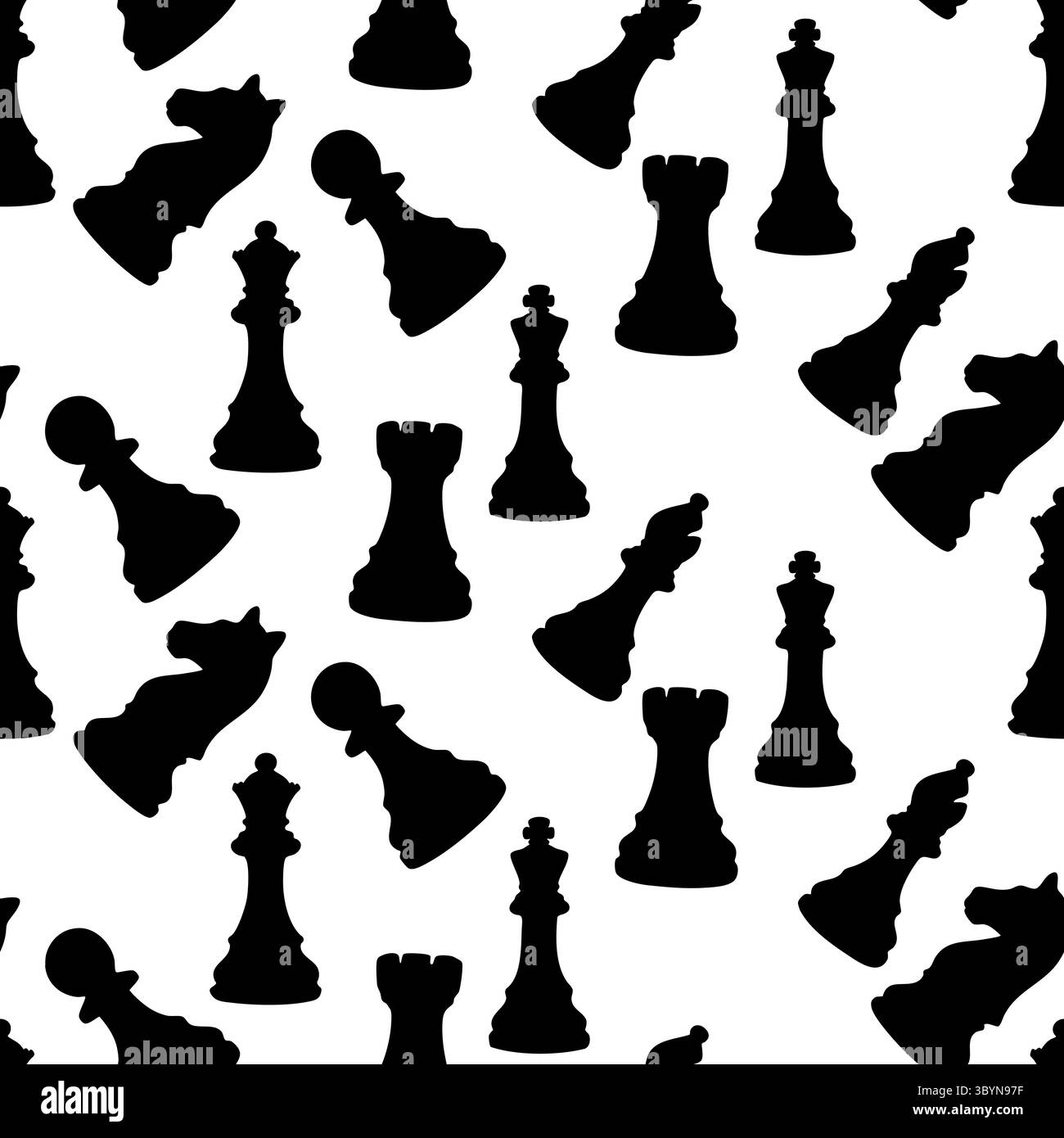 Seamless black chess piece silhouettes on white background. Ideal for ...