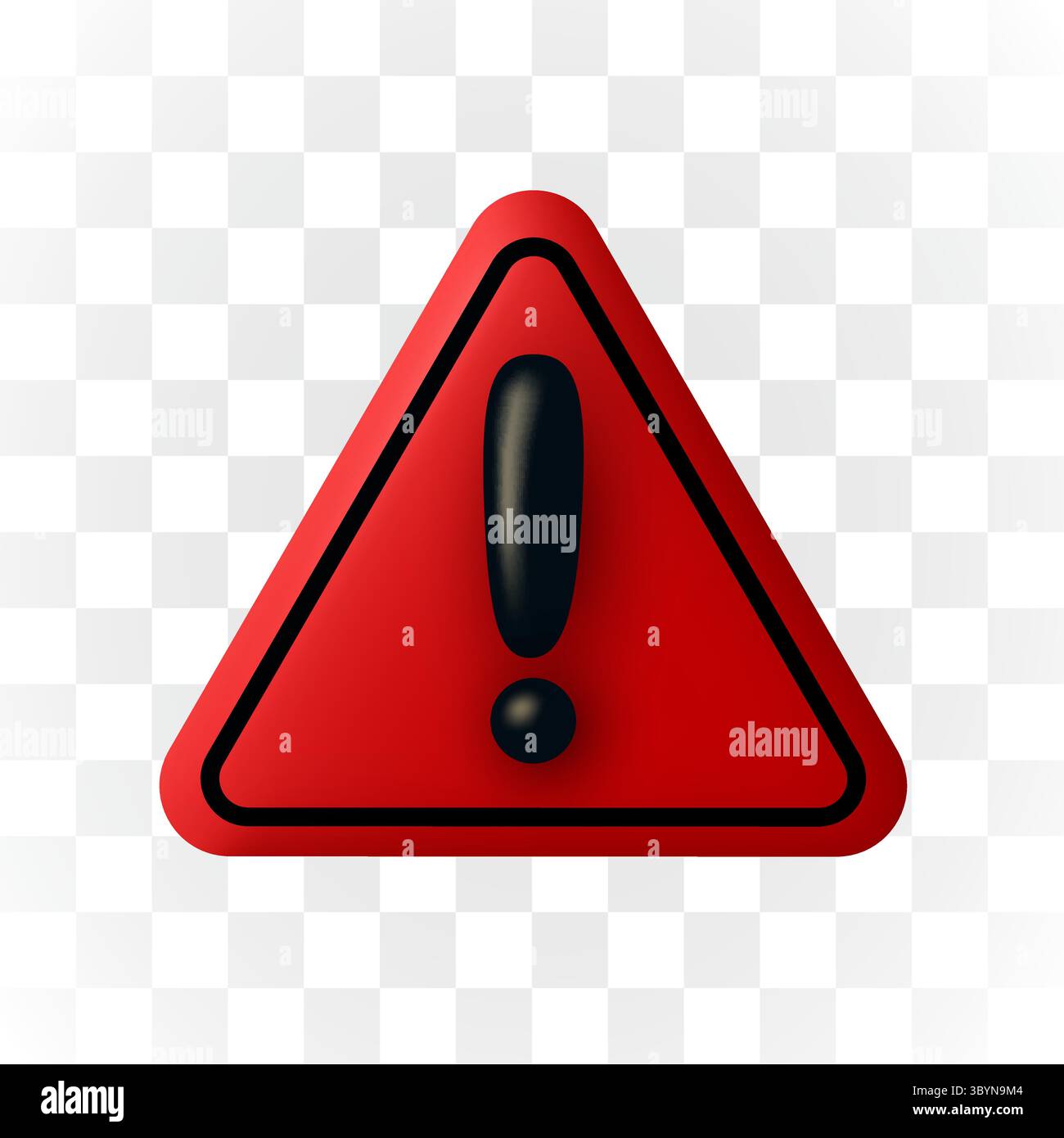 Danger warning triangle 3d icon. Alert, caution or emergency ...