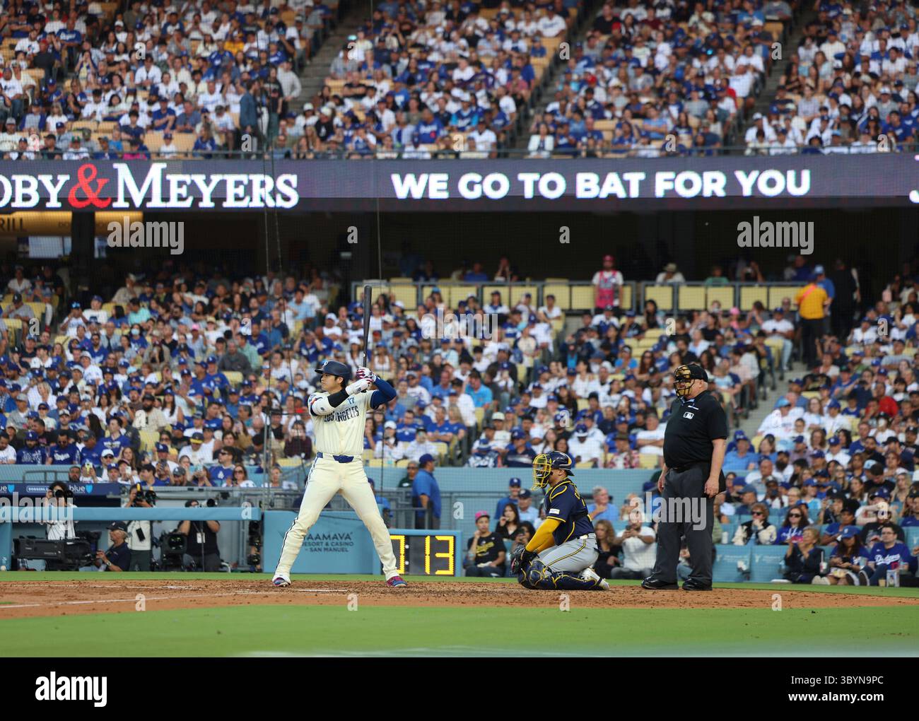Los Angeles Dodgers designated hitter Shohei Ohtani bats in the fourth ...