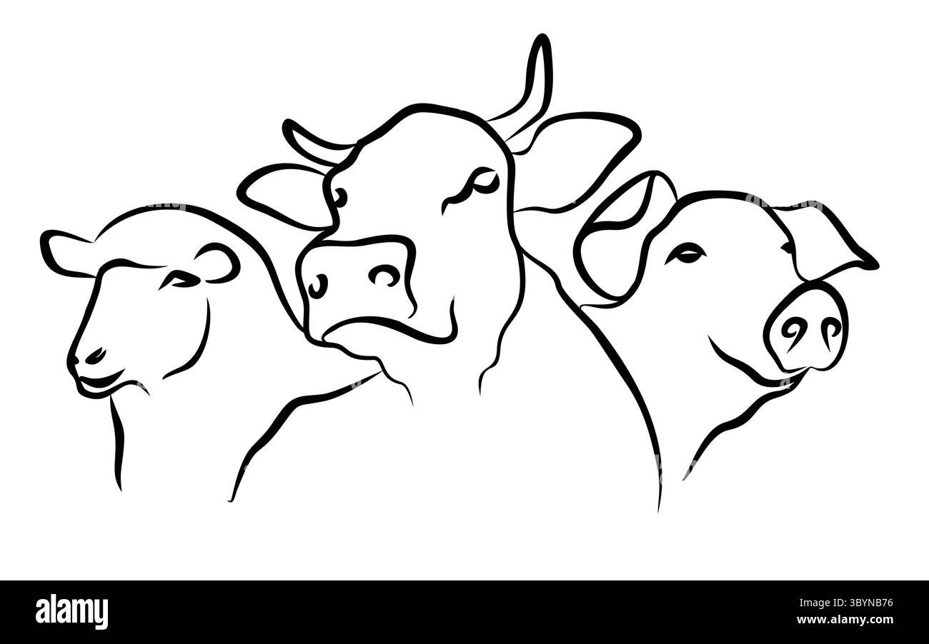 Farm animals logo cow Stock Vector Images - Alamy