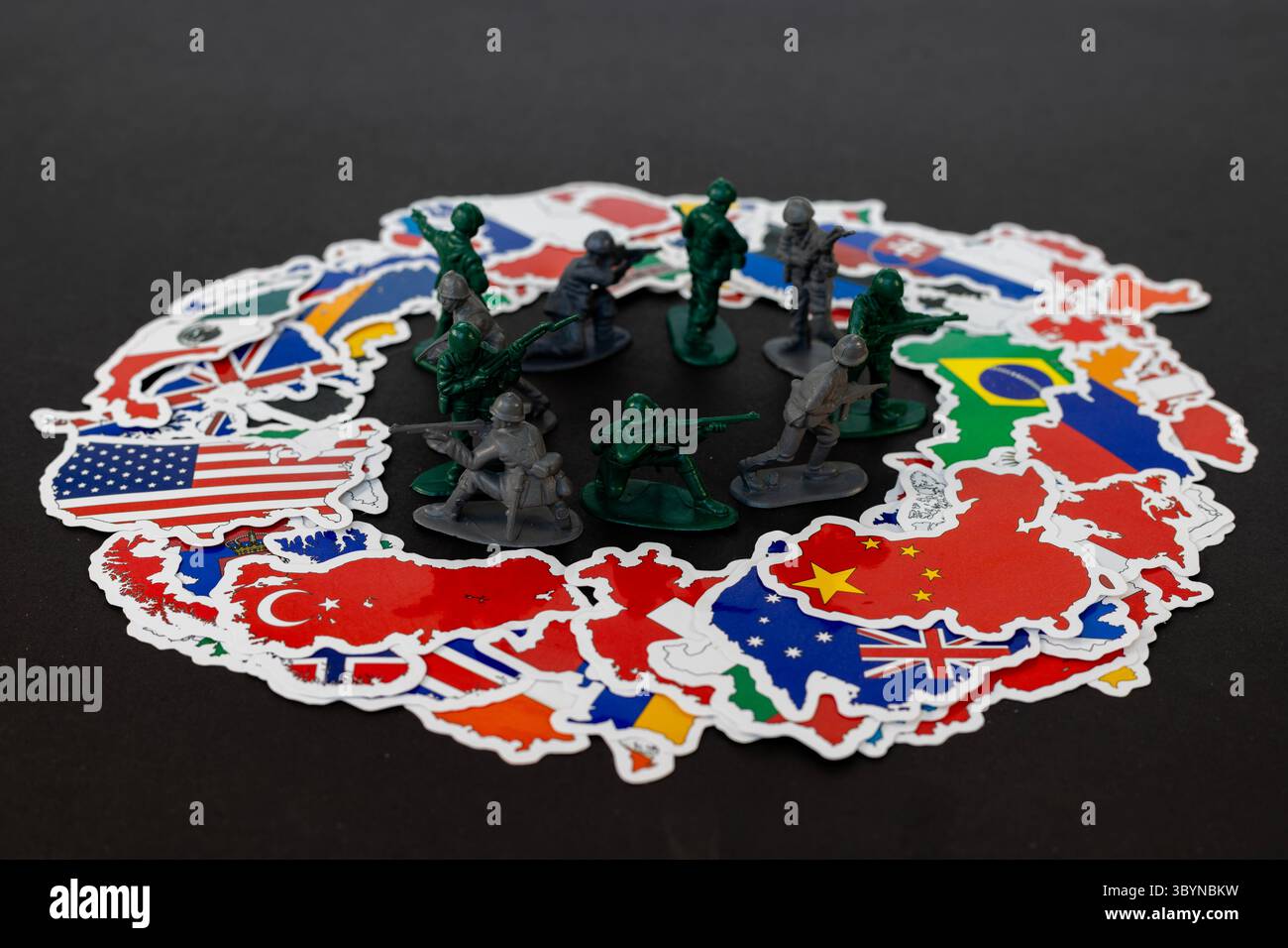 Toy Soldiers Surrounded by Country Flags Depicting Global Military ...