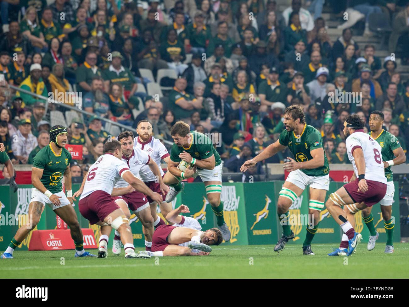 Springboks surging forwards - Kwagga Smith with the ball jumps over ...