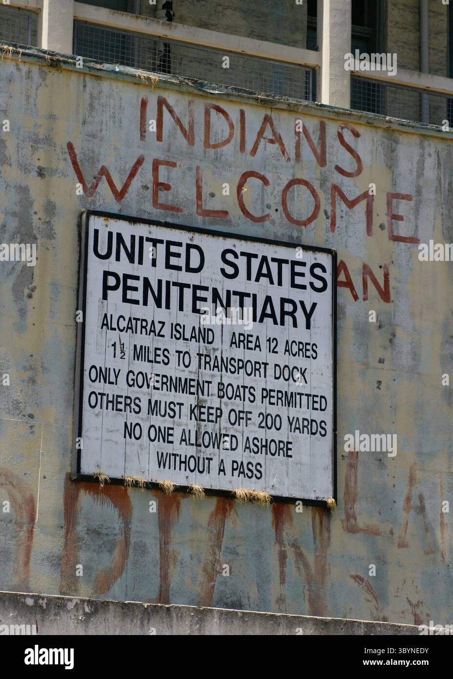 United States Penitentiary board in Alcatraz Prison featuring boats ...