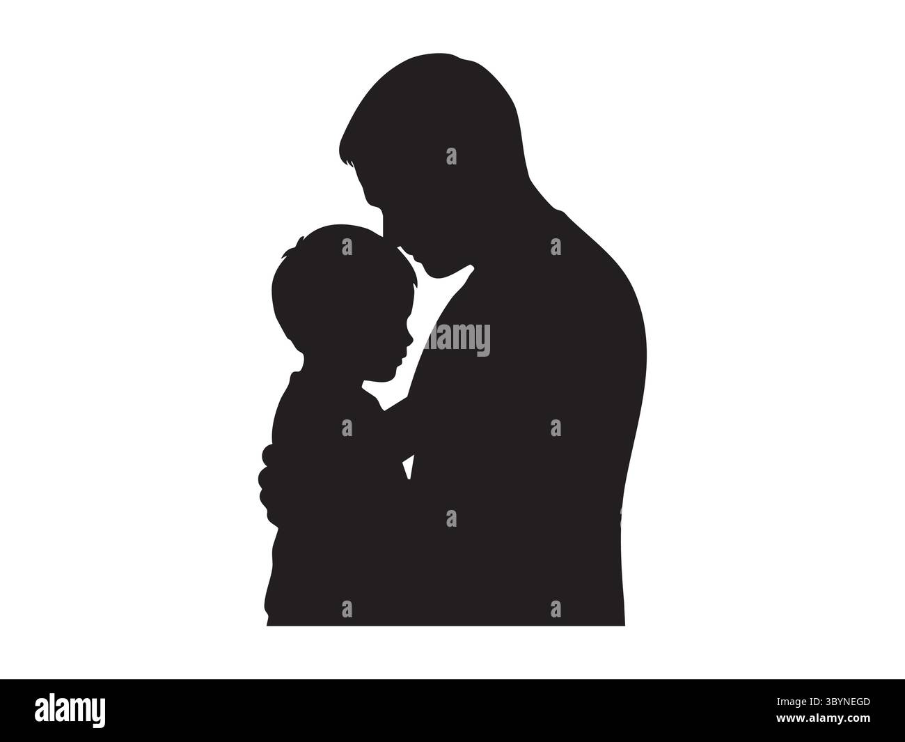 Son hugging father on Black and White Stock Photos & Images - Alamy