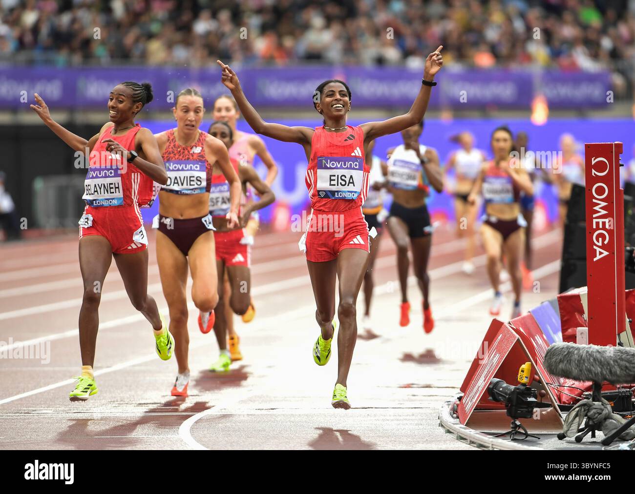 Medina Eisa of Ethiopia crosses the finishing line to win the women’s ...