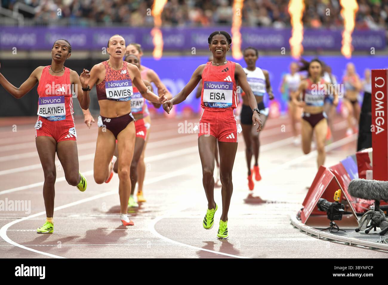 Medina Eisa of Ethiopia crosses the finishing line to win the women’s ...