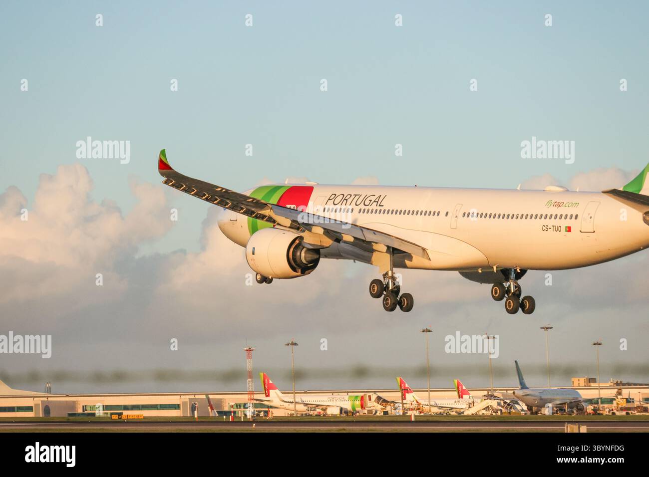 Tap portugal airbus a330neo landing at lisbon humberto delgado airport ...