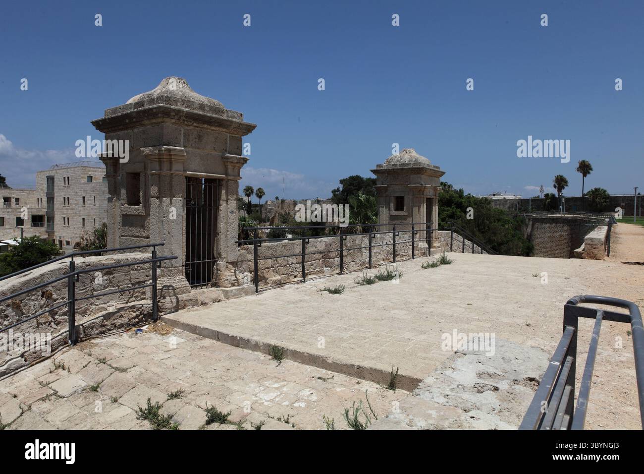 Two guard stations on top of the early 19th century fortified wall of ...