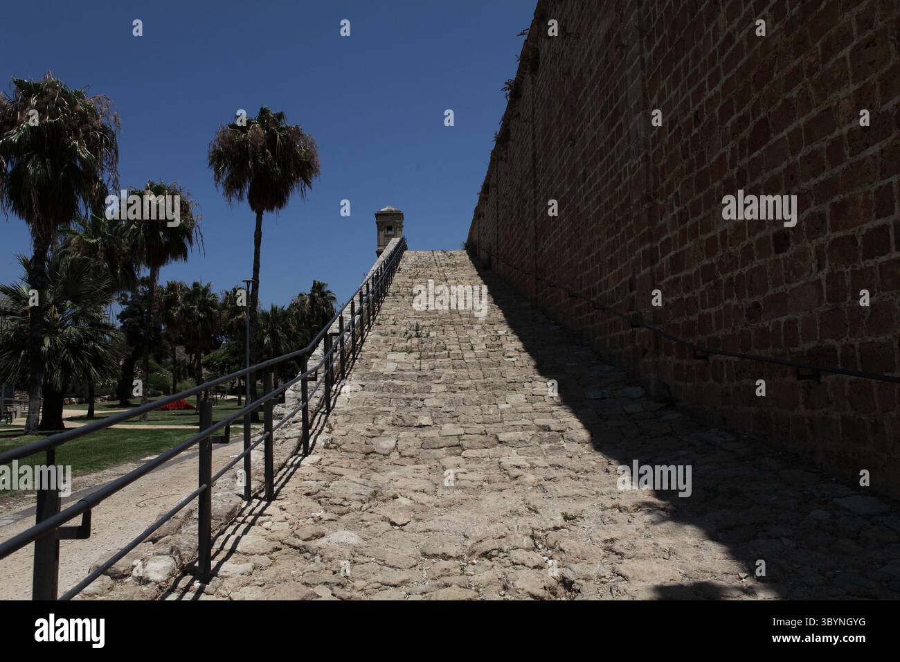 Slopelike staircase goes up the fortified Akko or Acre wall built by ...