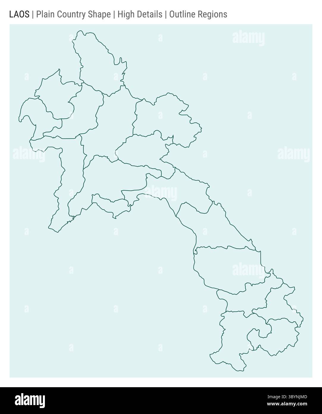 Laos plain country map. High details. Outline regions style. Shape of ...
