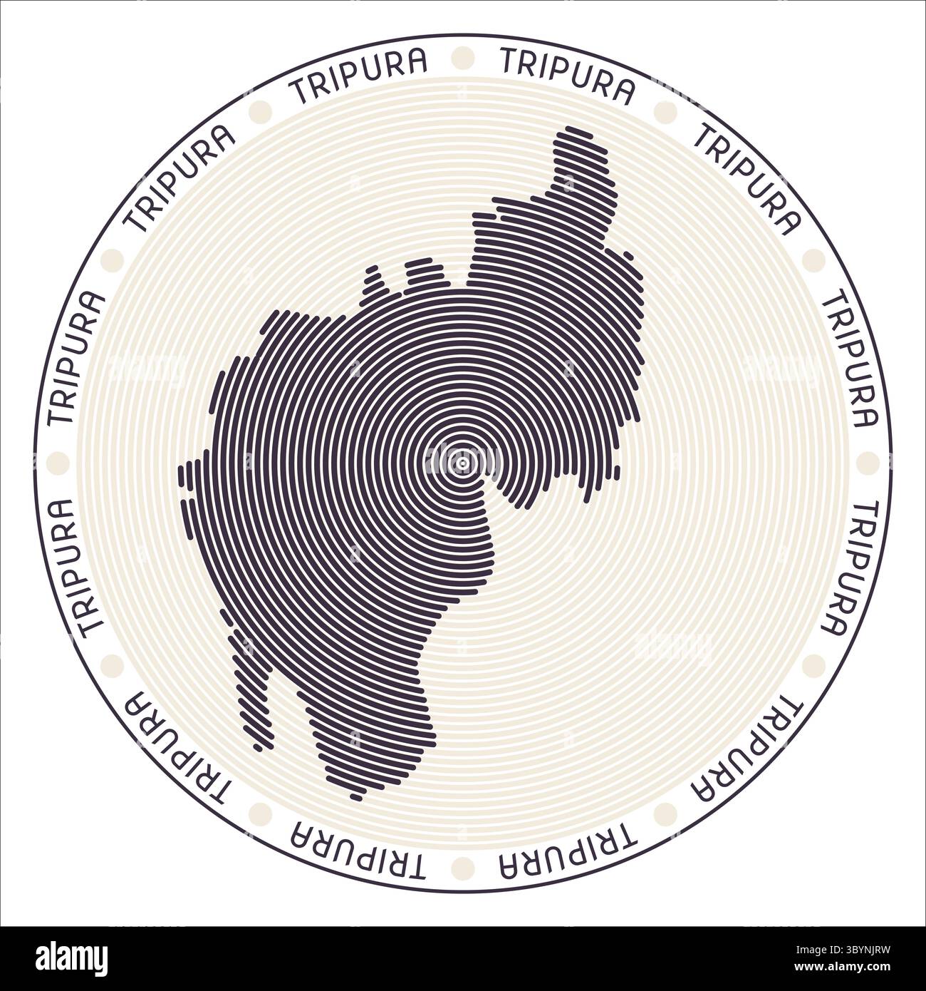Tripura round logo design. State shape built of rings. Tripura text ...
