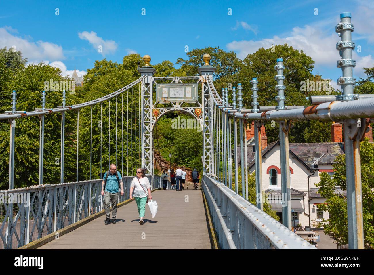Queens Park footbridge over the River Dee, Chester, UK. 2025 Stock ...