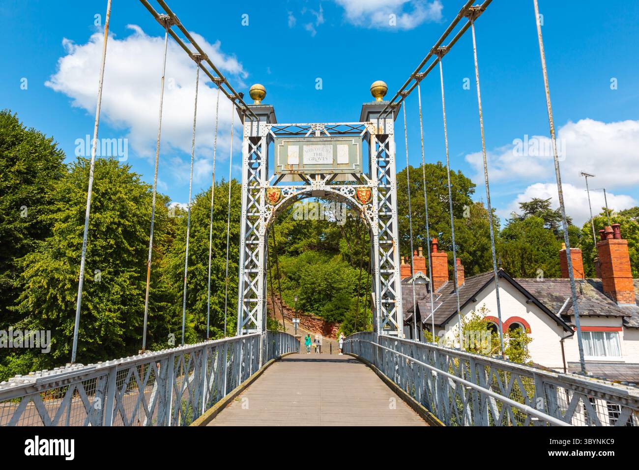 Queens Park footbridge over the River Dee, Chester, UK. 2025 Stock ...