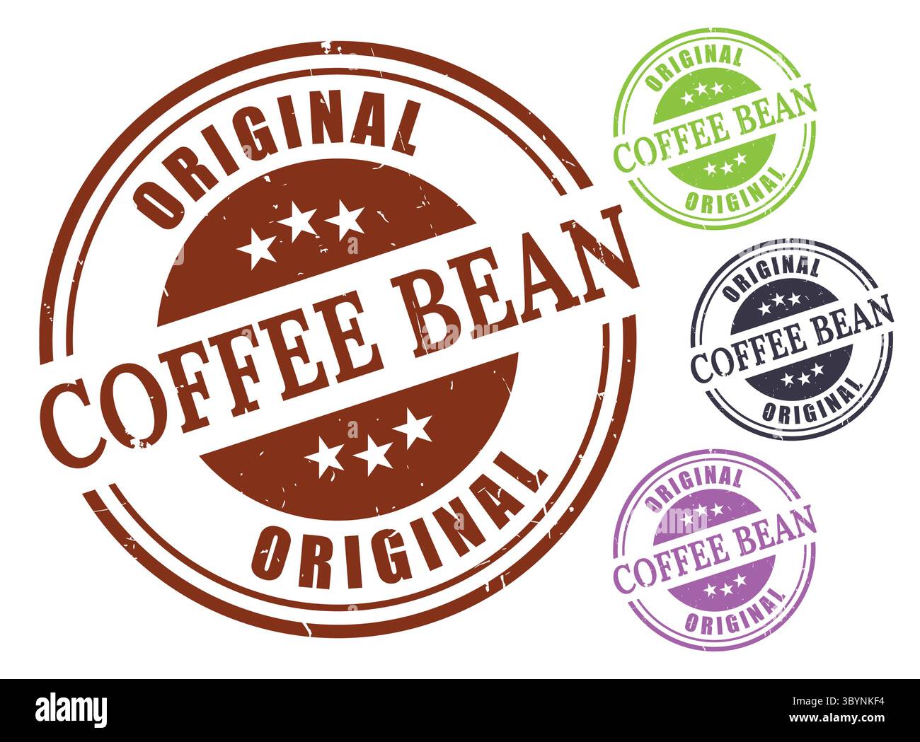 A Original Coffee Bean Stamp Vector Collection, Grunge Style Coffee ...