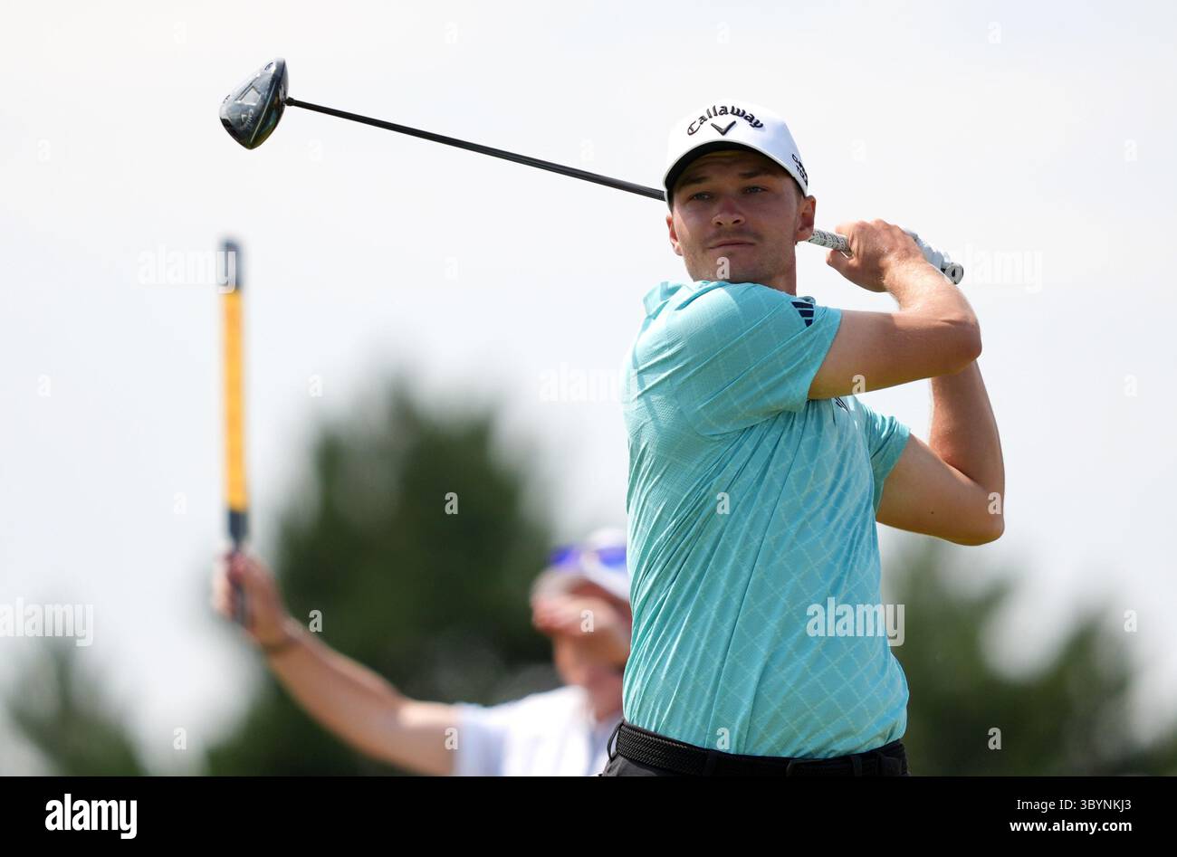 Denmark's Rasmus Hojgaard tees off the 2nd during day four of The 153rd ...