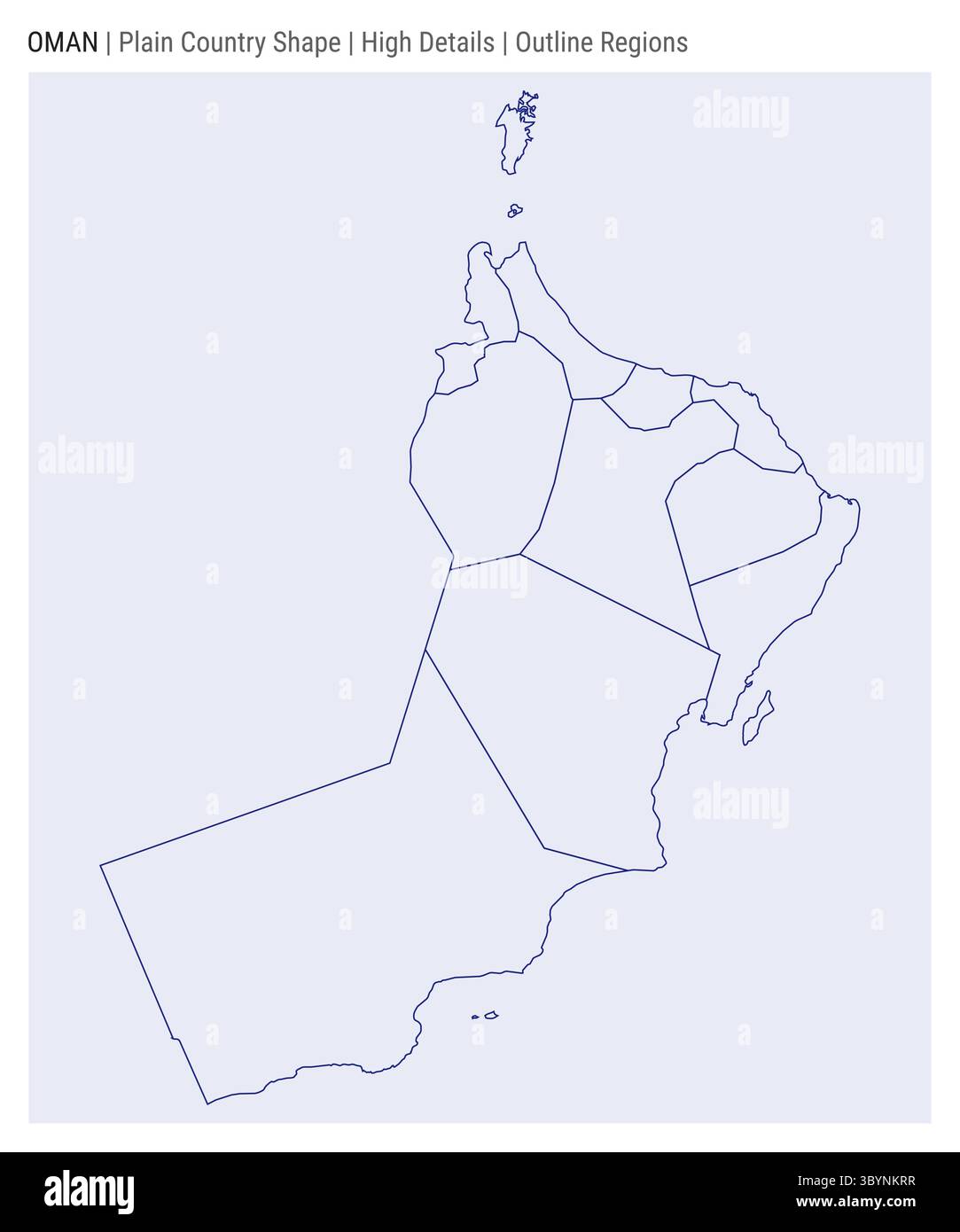Oman plain country map. High Details. Outline Regions style. Shape of ...