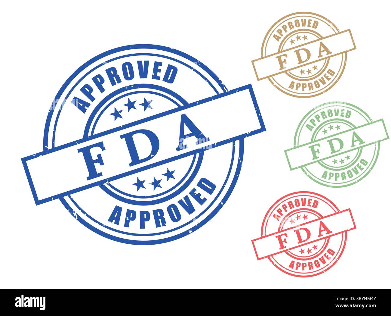 A FDA Approved Grunge and Outline Rubber Stamp Vector Set in Multiple ...