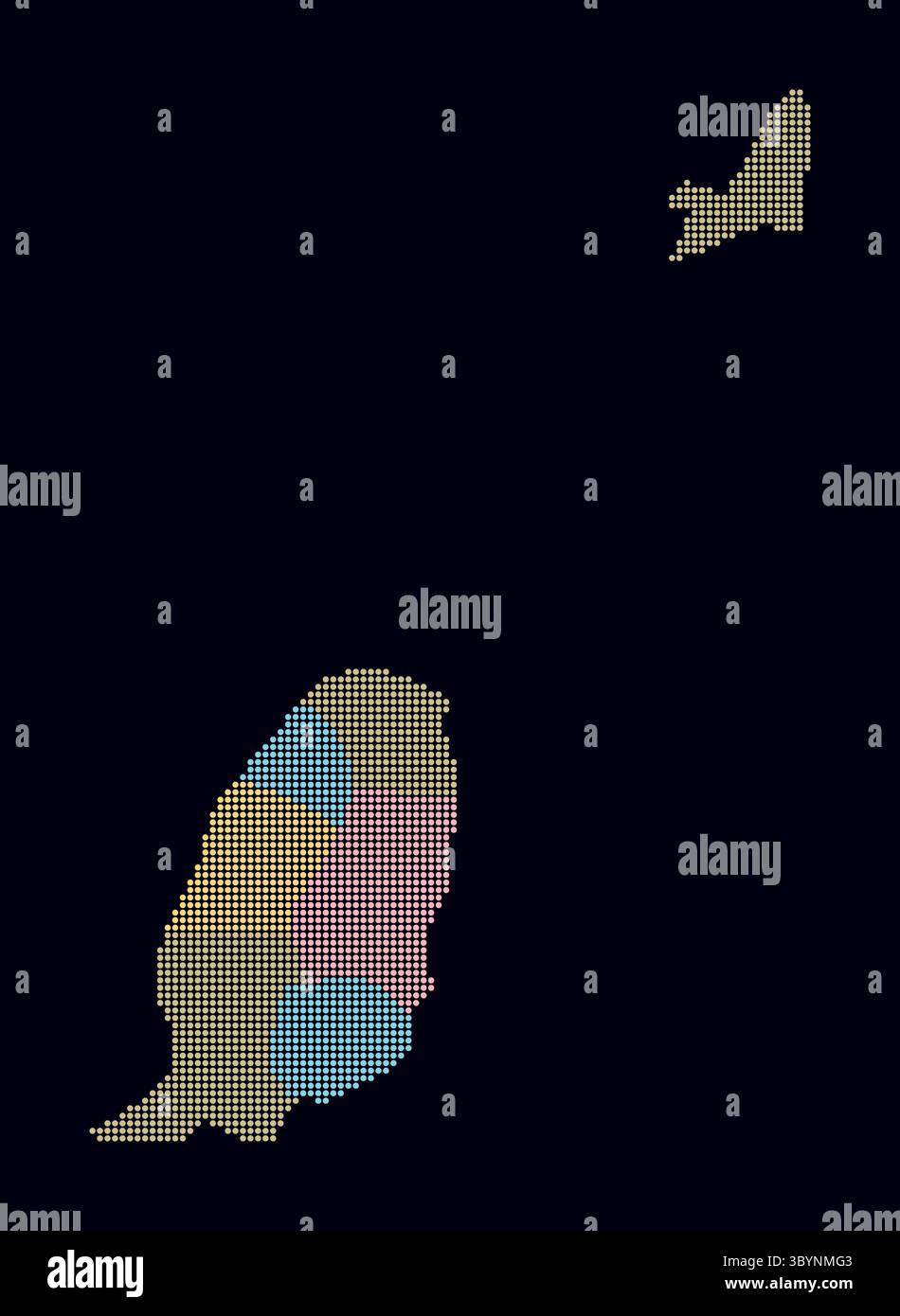 Grenada dotted map. Digital style map of the country on a dark ...