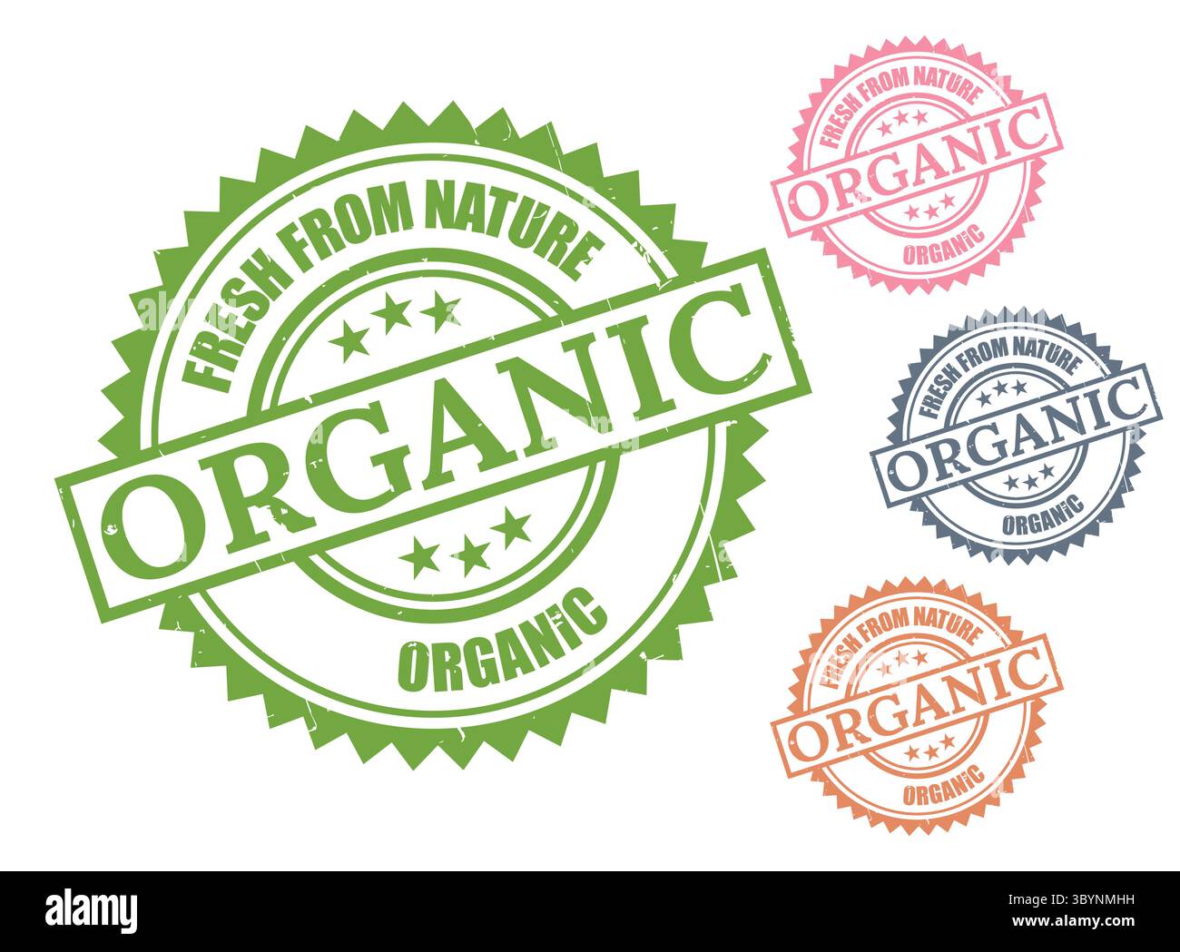 A Organic Certified Stamp Collection, Fresh From Nature Grunge Label ...
