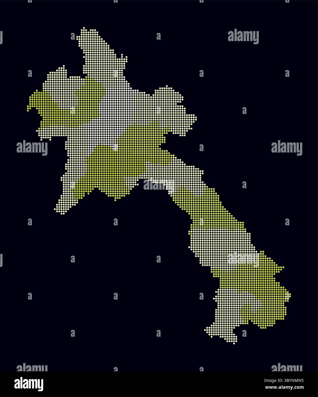 Laos dotted map. Digital style map of the country on dark background ...