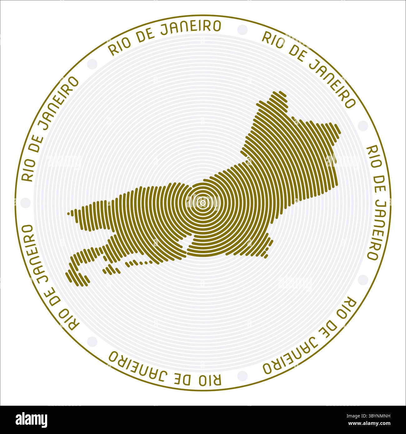 Rio de Janeiro round logo design. State shape build of rings. Rio de ...