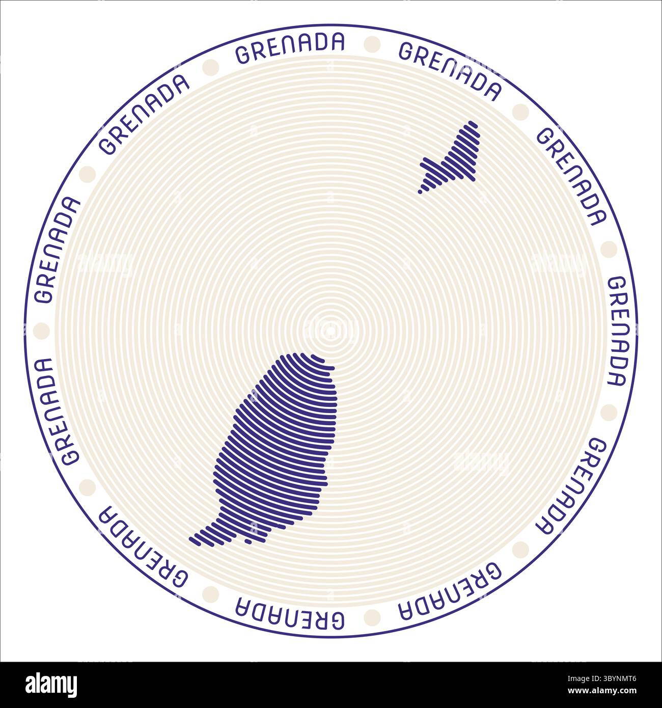Grenada round logo design. Country shape build of rings. Grenada text ...