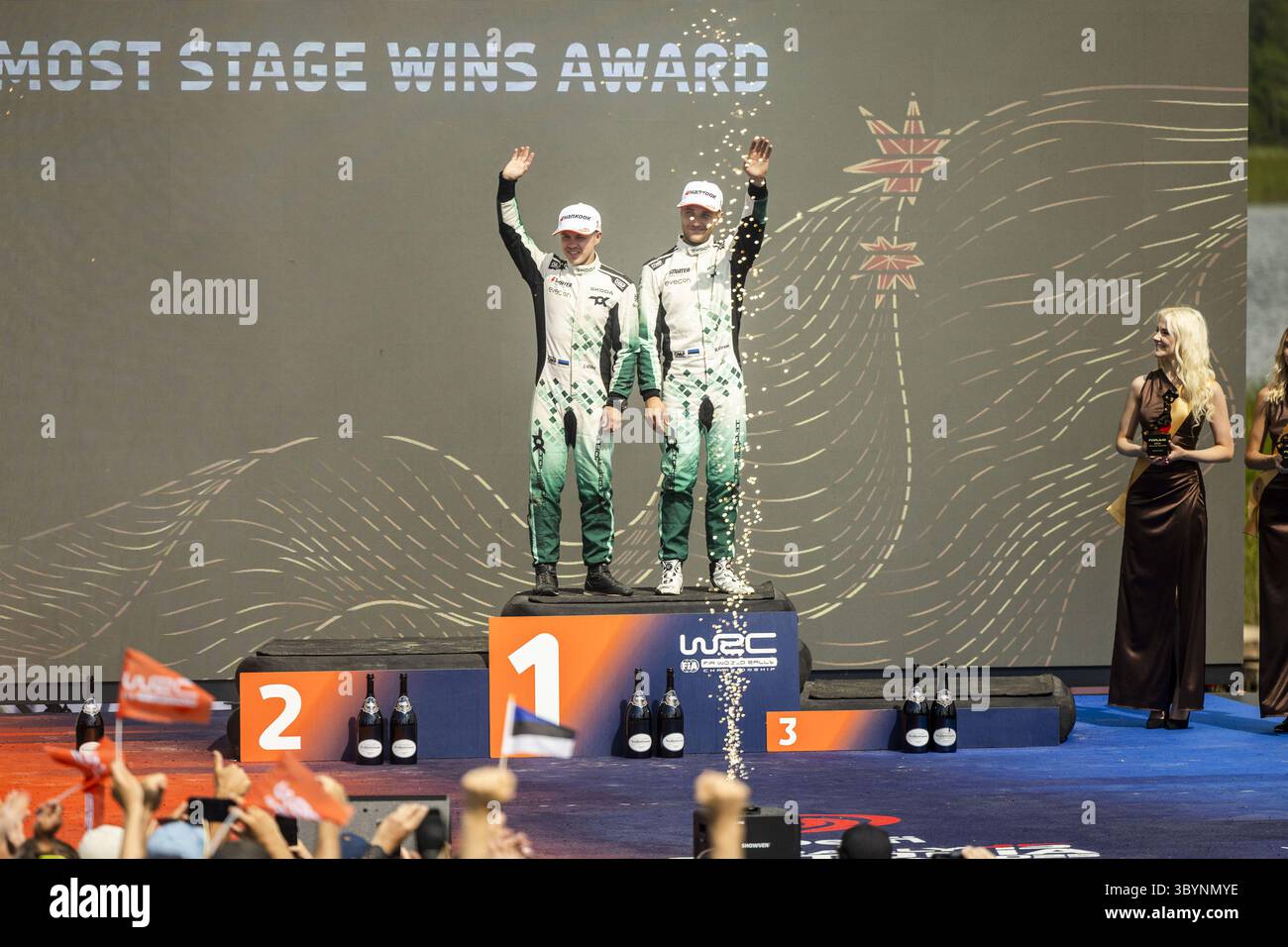 VIRVES Robert, Skoda Fabia RS Rally2, portrait, podium, portrait during ...