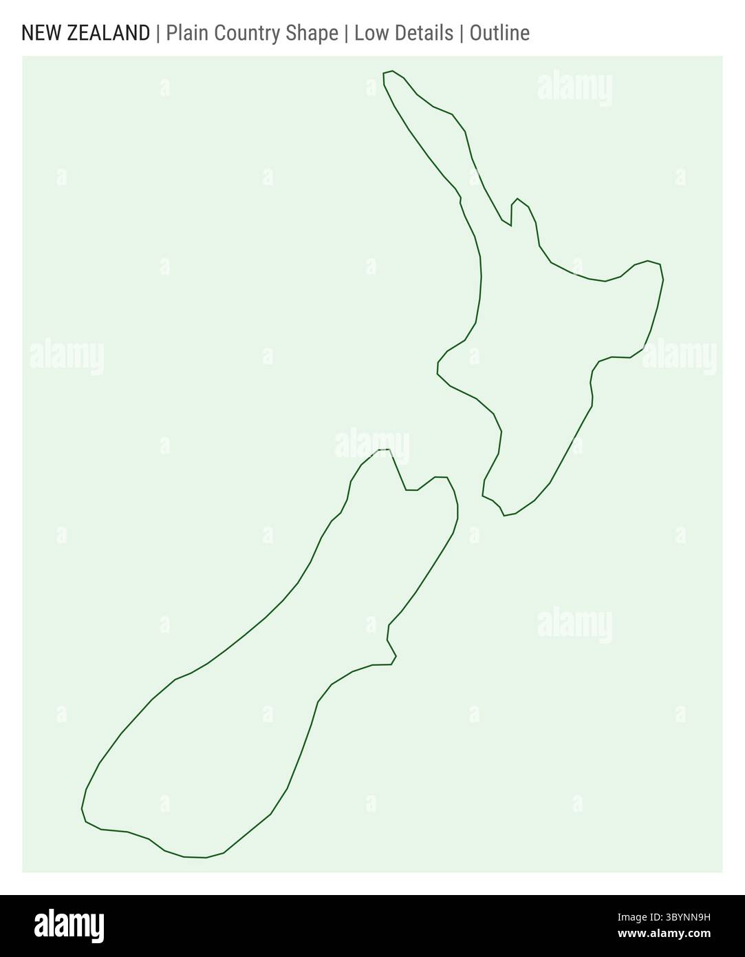 New Zealand plain country map. Low details. Outline style. Shape of New ...