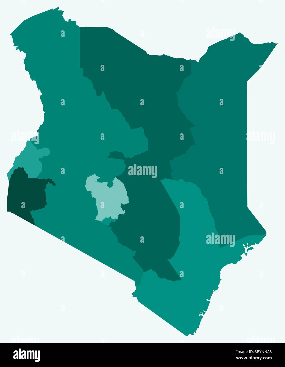 Map of Kenya with regions. Just a simple country border map with region ...