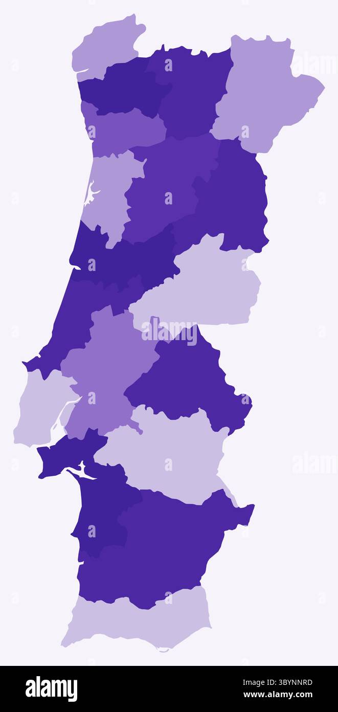 Map of Portugal with regions. Just a simple country border map with ...