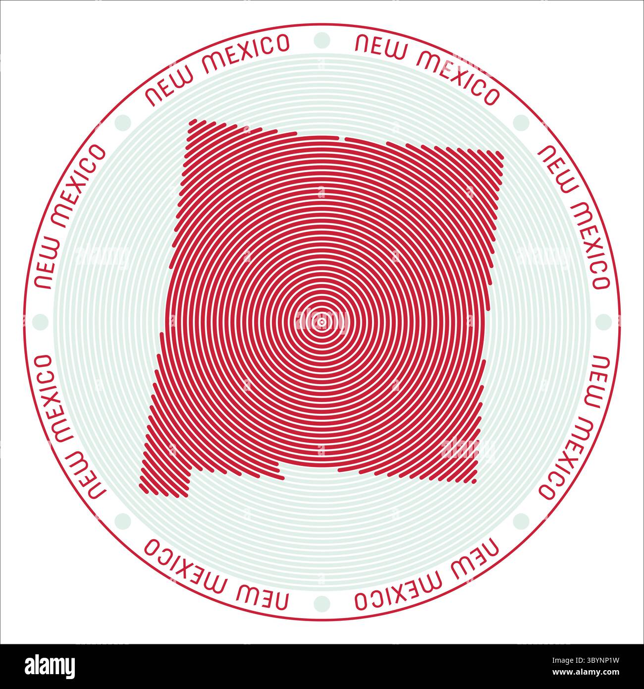 New Mexico round logo design. State shape built of rings. New Mexico ...