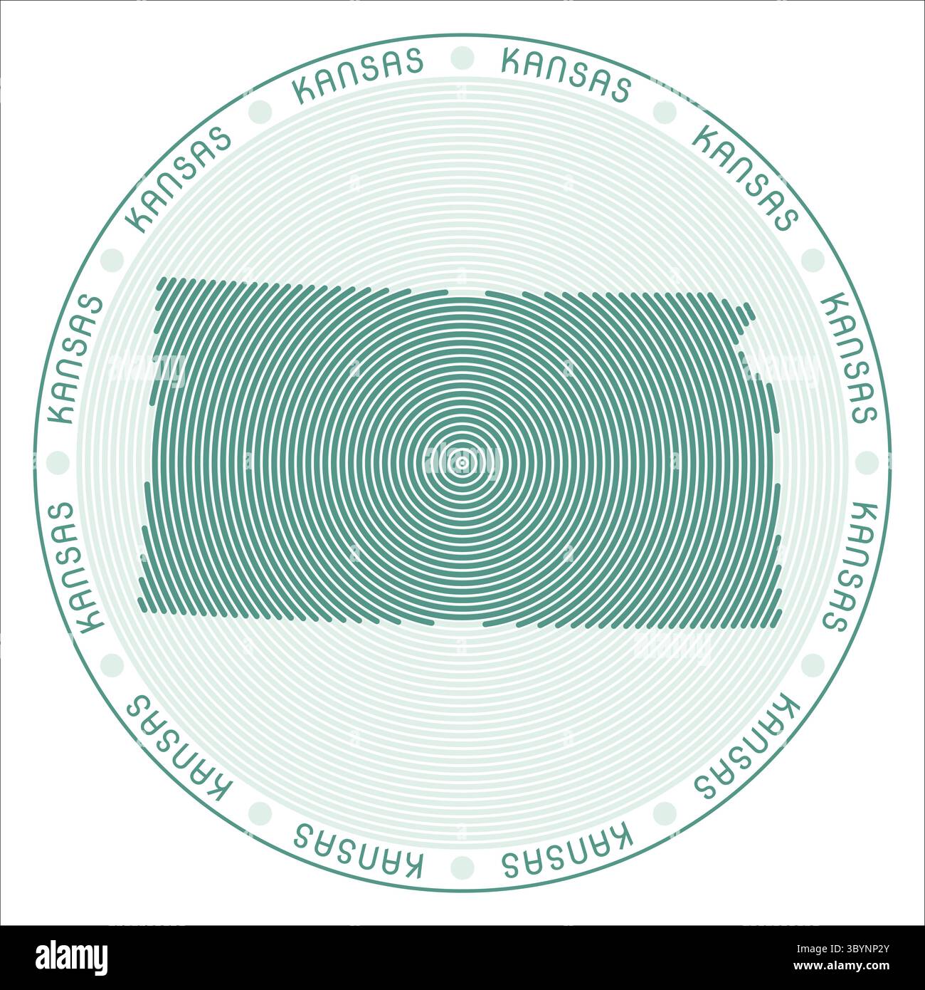 Kansas round logo design. State shape build of rings. Kansas text ...
