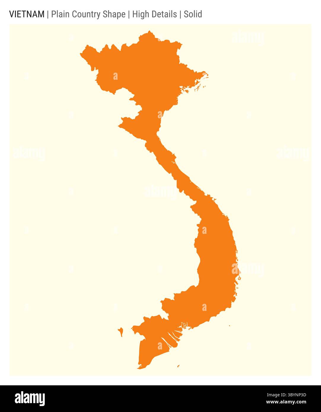 Vietnam plain country map. High details. Solid style. Shape of Vietnam ...