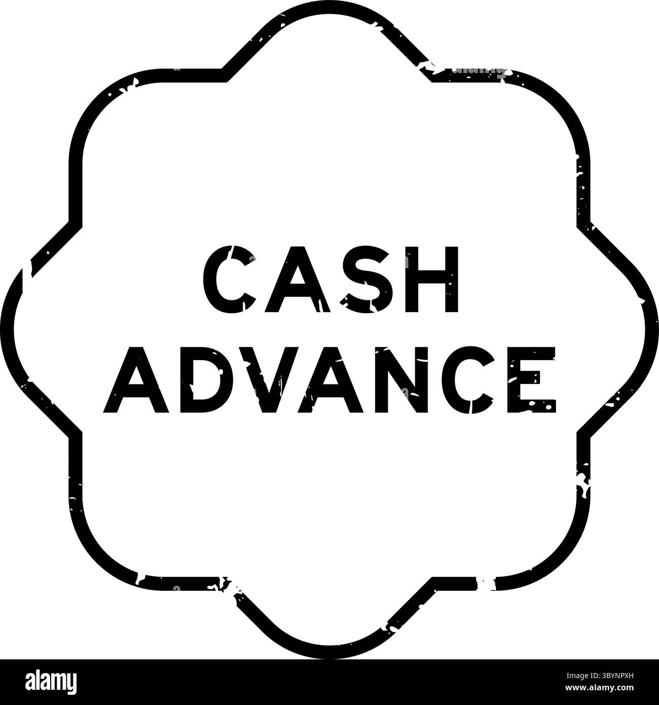 Grunge black cash advance word square rubber seal stamp on white ...