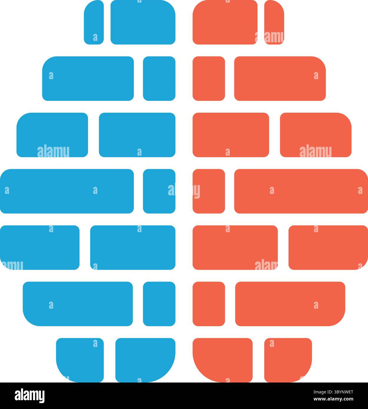 Bricks make up the human brain, representing technology and science ...