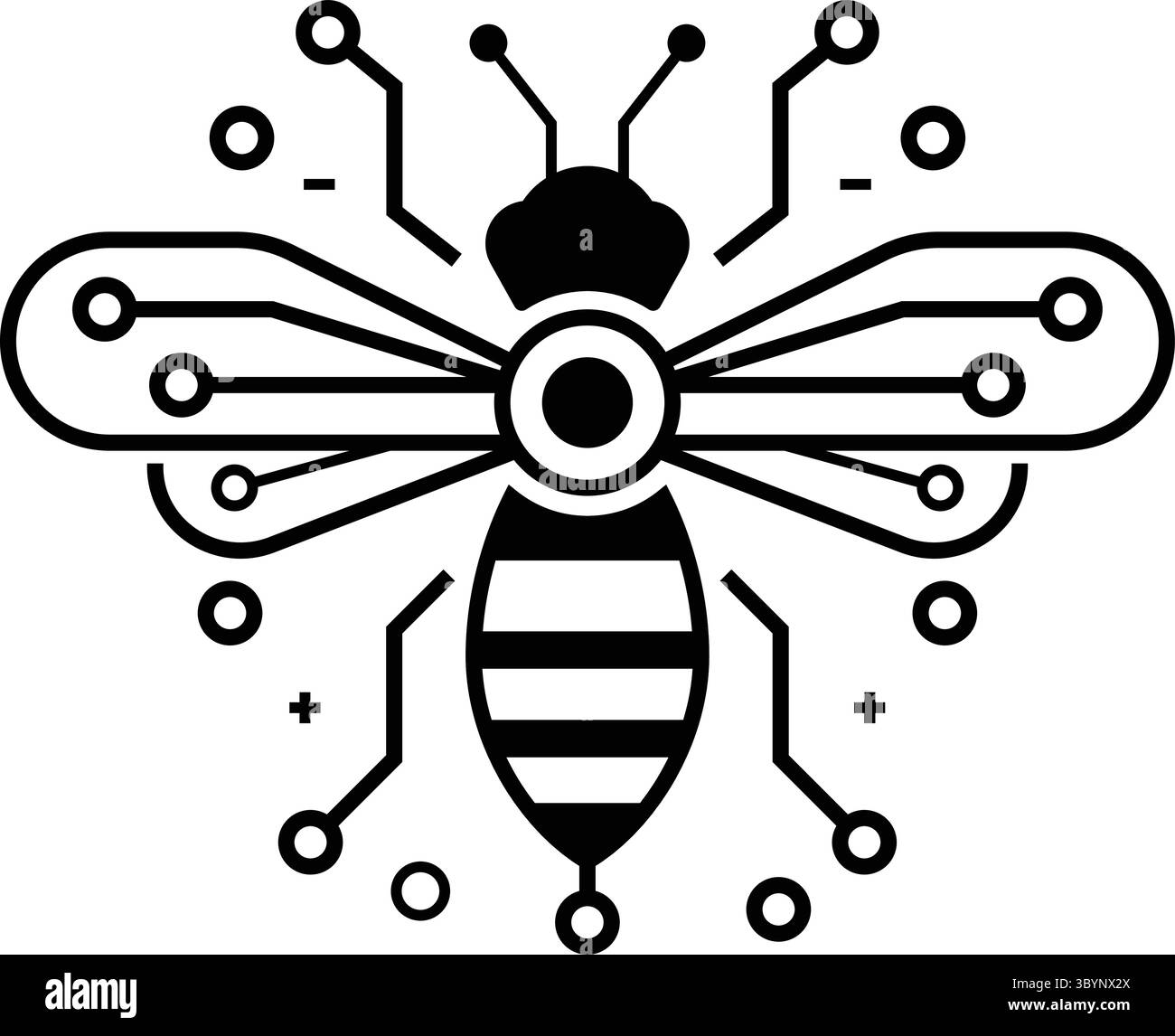 Cybernetic Bee with Circuit Board Wings, representing technology and ...